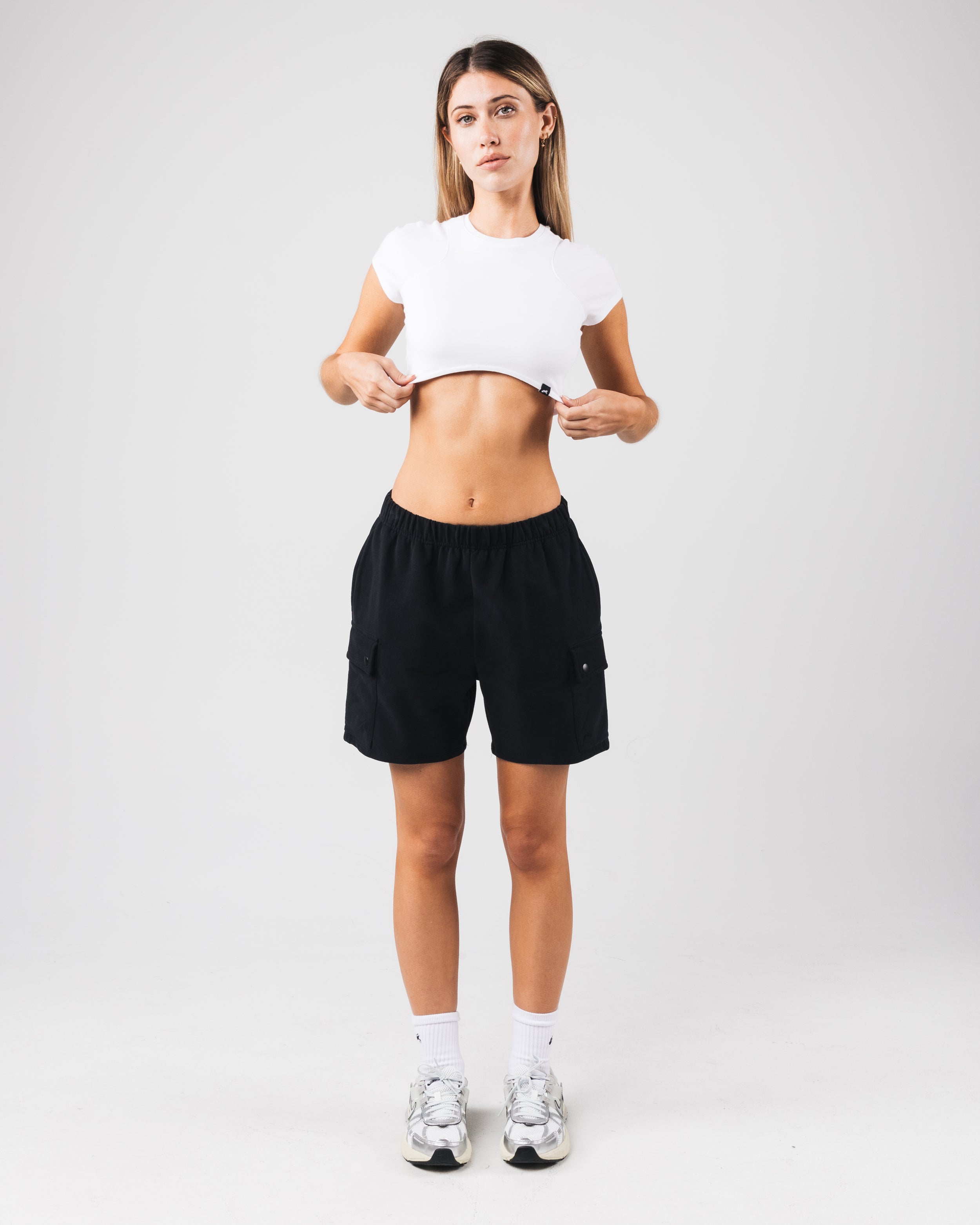 Angled Crop Tee - White – Alphalete Athletics