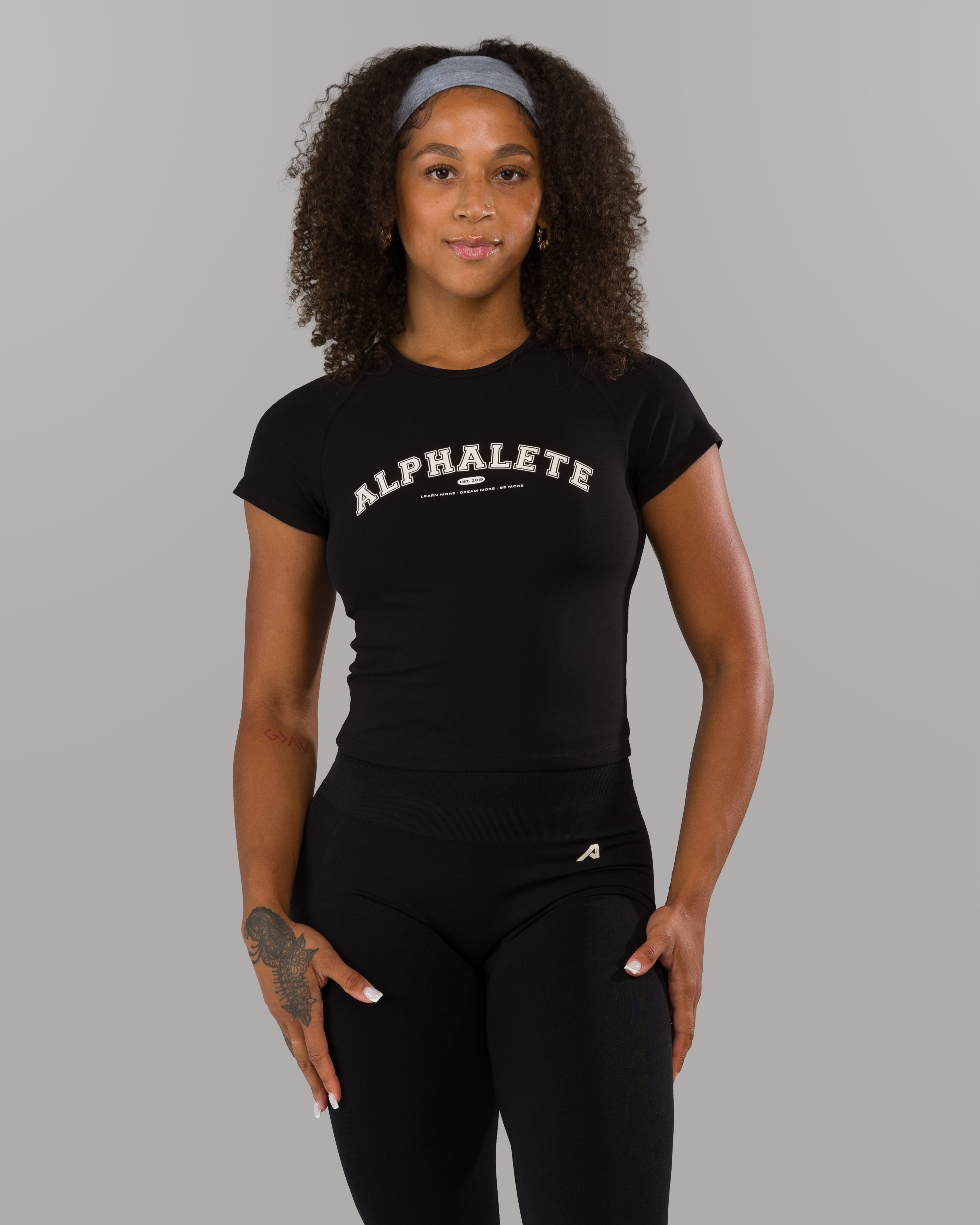 Varsity Baby Tee - Black – Alphalete Athletics