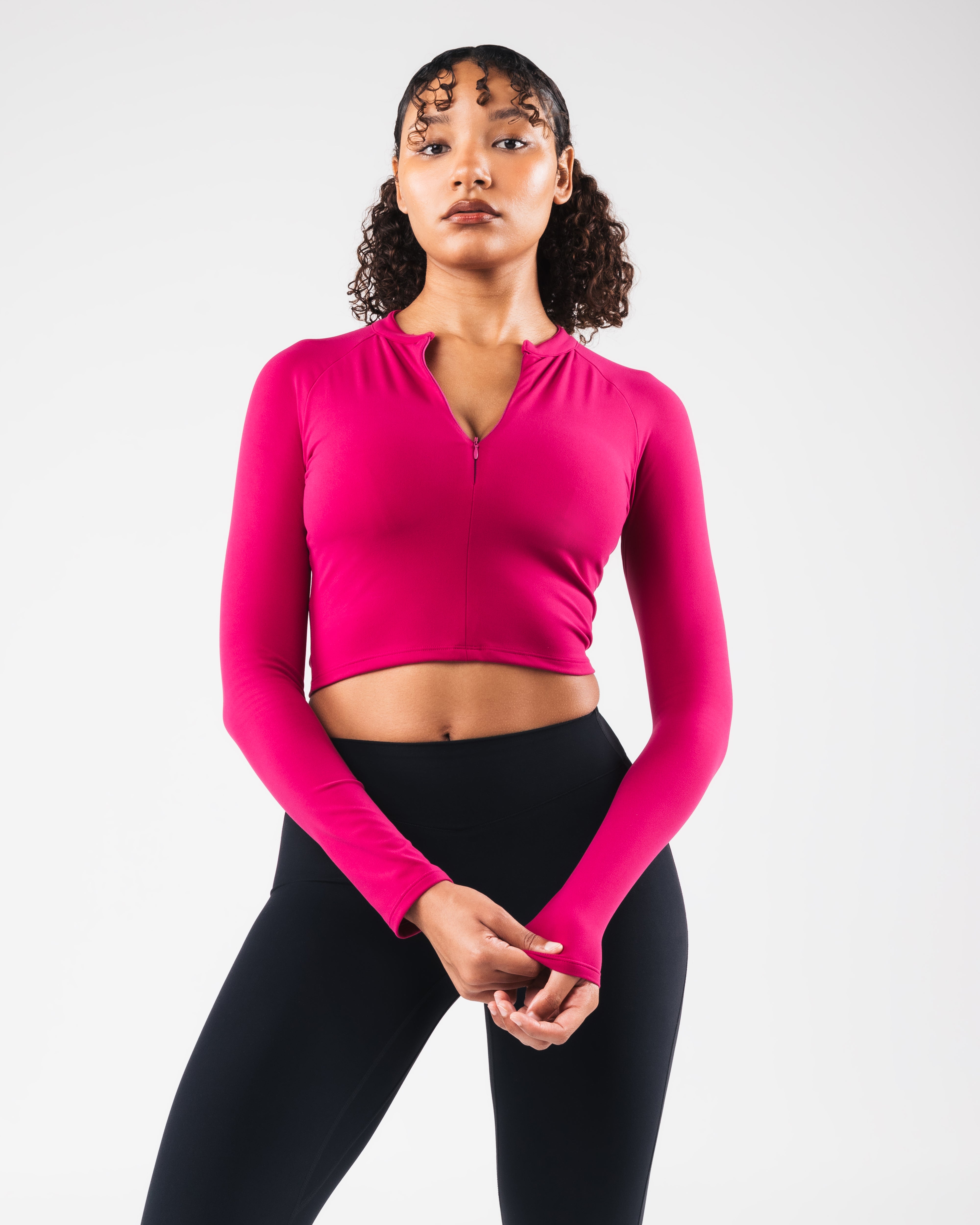KDM LS Zip Bra - Berry – Alphalete Athletics